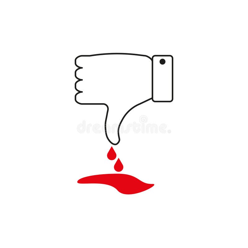 Thumb Down Icon. Blood Drops Symbol. Negative Feedback Illustration ...