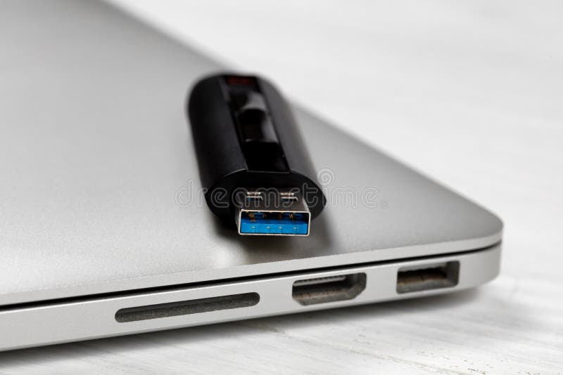 Thumb Drive with Fast USB Speed Technologies on Top of Computer Stock ...