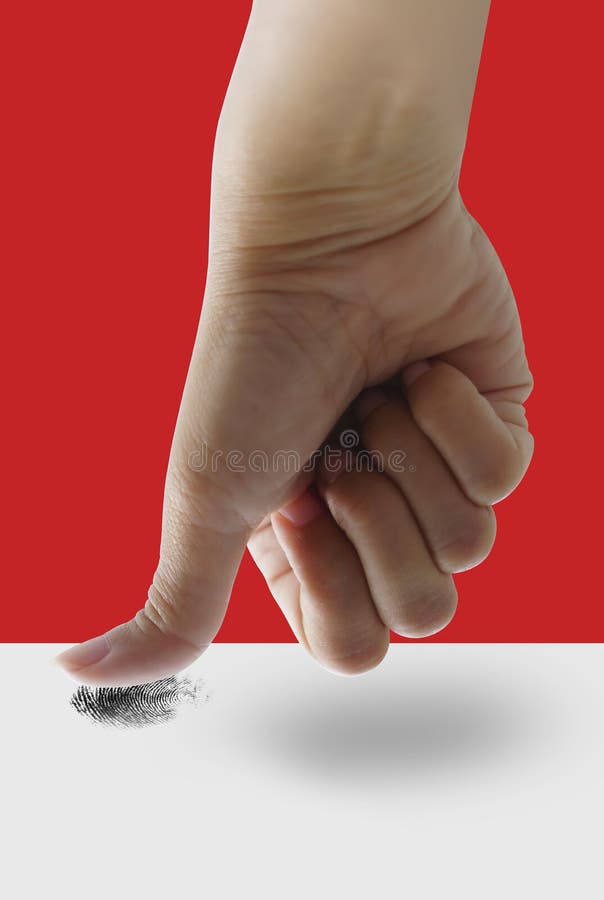 Thumb Pressing Down for Biometric Identification, Hand Gesture Stock ...