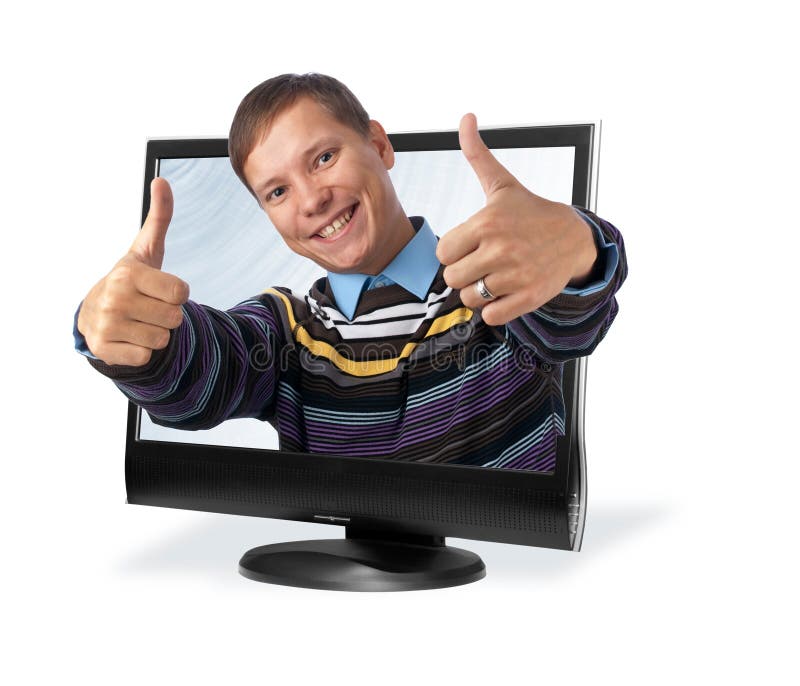 Thumb S Up Sign through a Screen Stock Image - Image of young ...