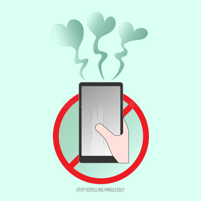 Stop Scrolling Mindlessly stock vector. Illustration of element - 186220552