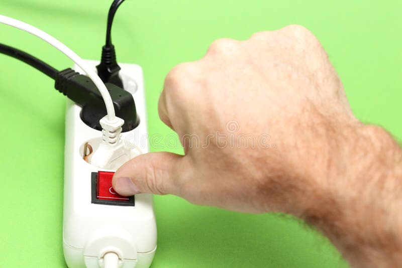 Man is switching off stock image. Image of plate, activate - 142293561