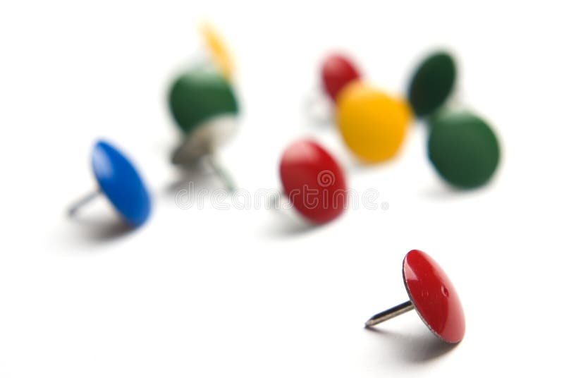 Thumb Tacks Isolated on White Stock Image - Image of thumb, yellow: 7874603