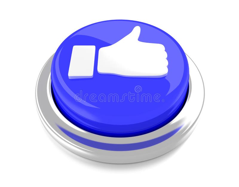 Thumb Up on Blue Push Button. 3d Illustration Stock Illustration ...