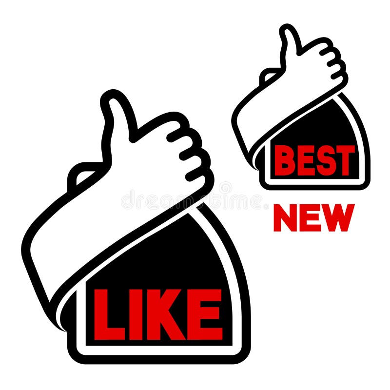 Thumb Up Button. Like and Best Label - Hand Gesture Icon Stock Vector ...