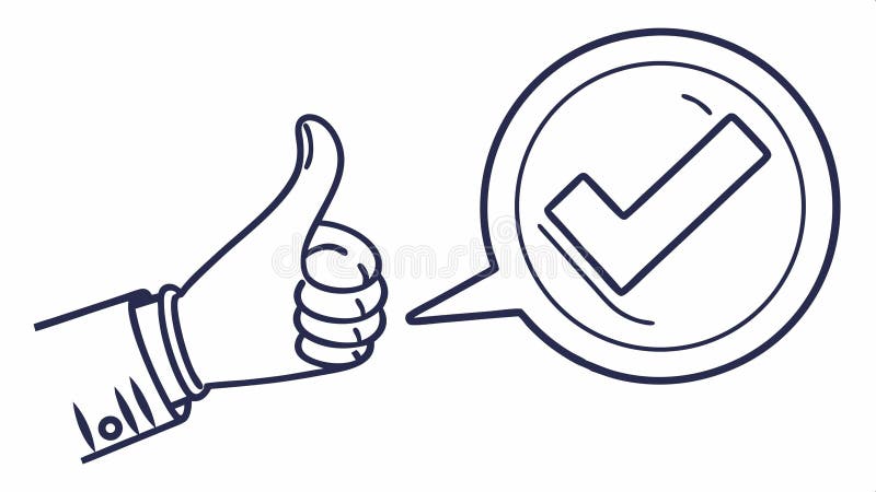 Thumb Up and Check Mark Icons, Approval Symbols, Feedback, UI Elements ...