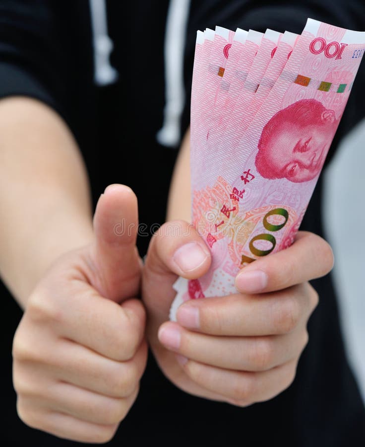 Thumb Up and Chinese Yuan in Hand Stock Image - Image of gesture, cash ...