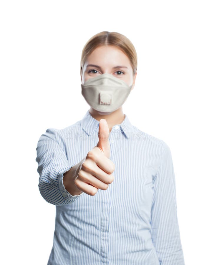 Thumb Up. Confident Young Woman in a Face Mask Showing Thumb Up Stock ...