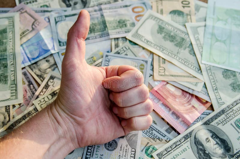 Thumb Up of Dollar and Euro Stock Image - Image of budget, european ...