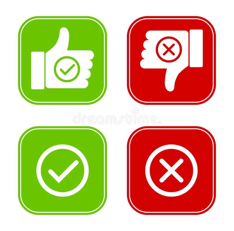 Check Mark Green Red Thumb Stock Illustrations – 126 Check Mark Green ...