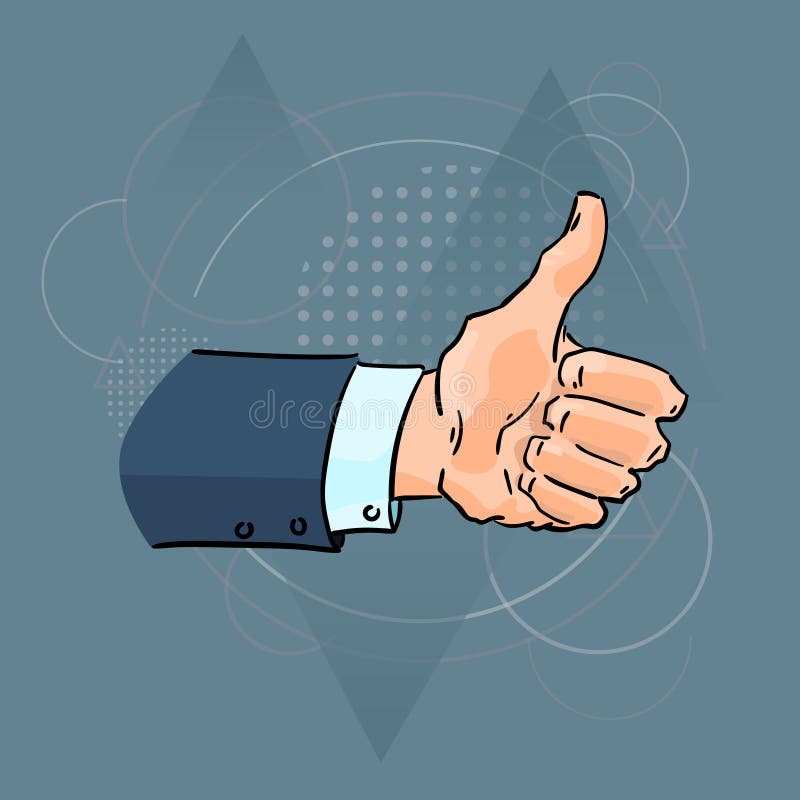 Thumb Up Gesture Business Man Hand Over Triangle Geometric Background ...