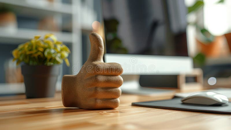 A Thumb Up Gesture on a Desk Stock Photo - Image of motivation ...