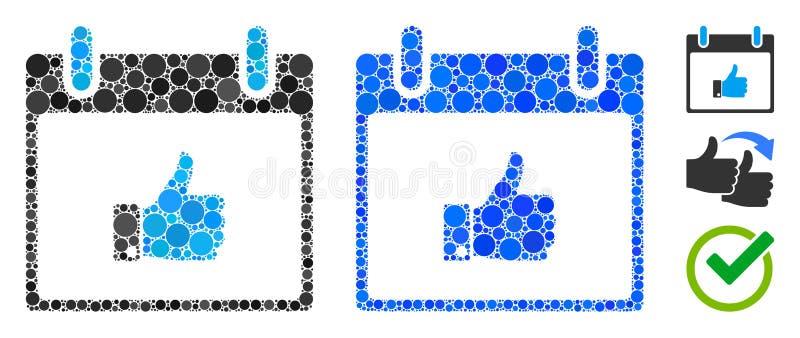 Thumb Up Hand Calendar Day Mosaic Icon of Spheric Items Stock ...