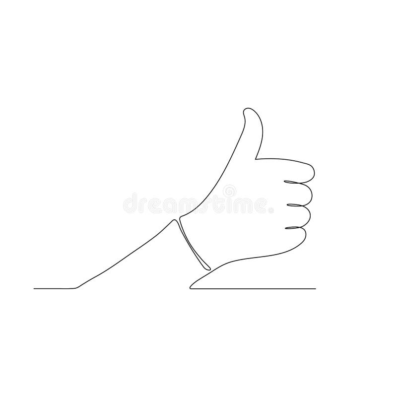 Thumb Up Hand Gesture Vector - Single Line Drawing Stock Vector ...