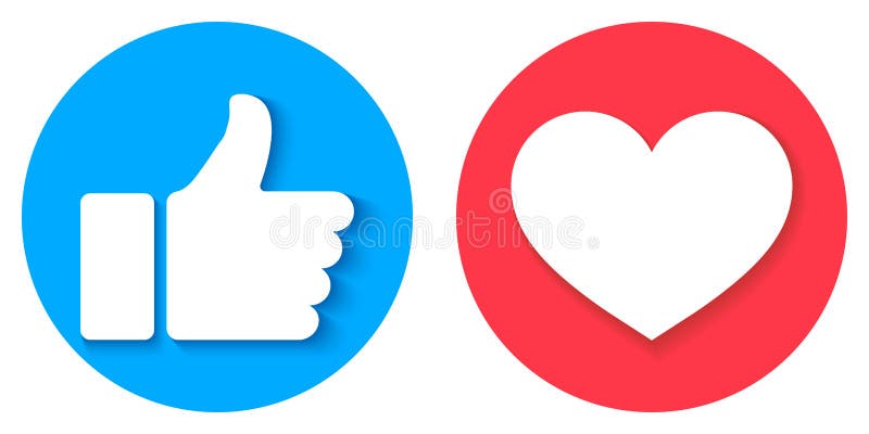 Like and Love Icons. Thumbs Up and Heart, Social Media Icon. Vector ...