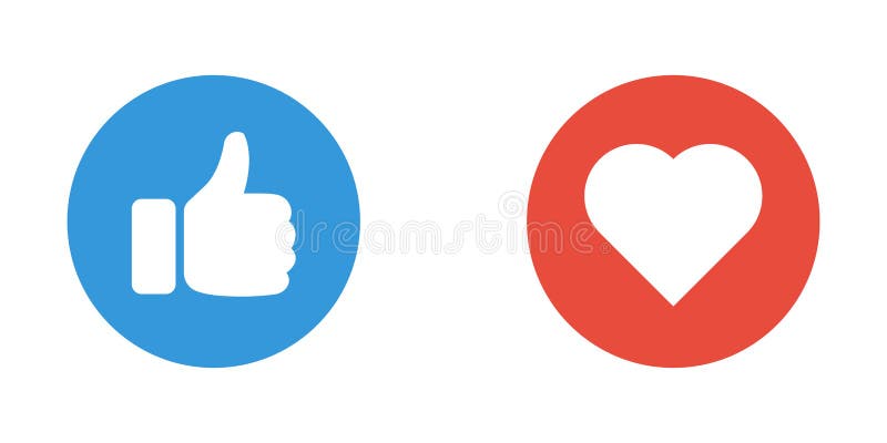 Thumb Up and Heart Icon, Vector Social Media Button Editorial ...