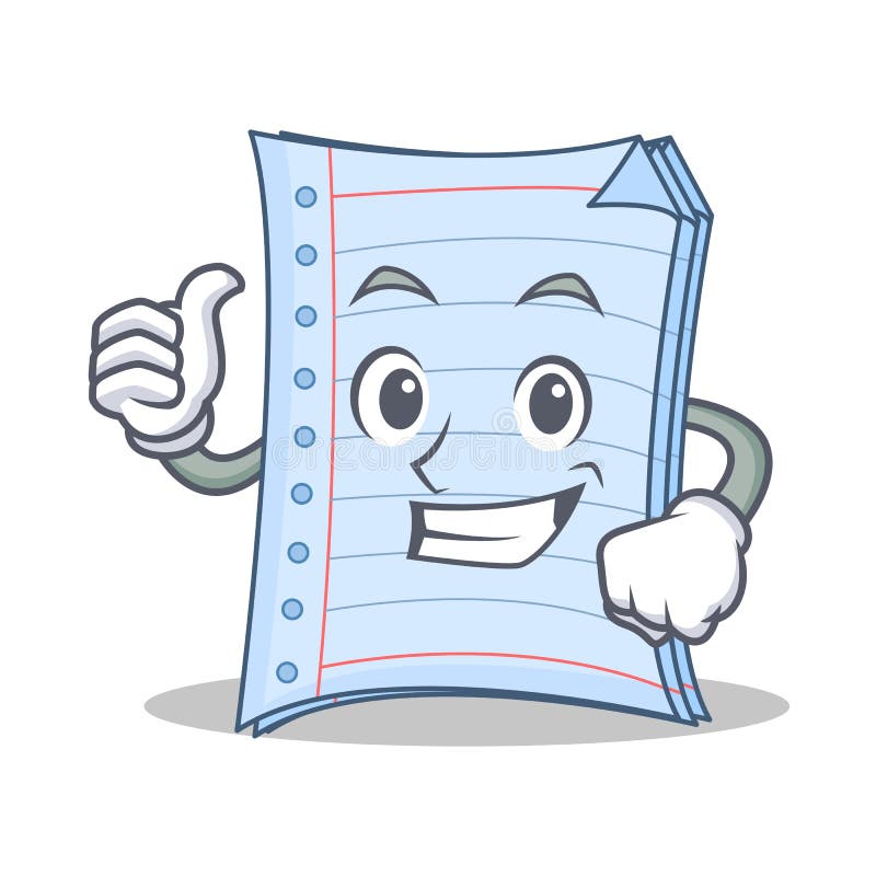 Thumb Up Notebook Character Cartoon Style Stock Vector - Illustration ...