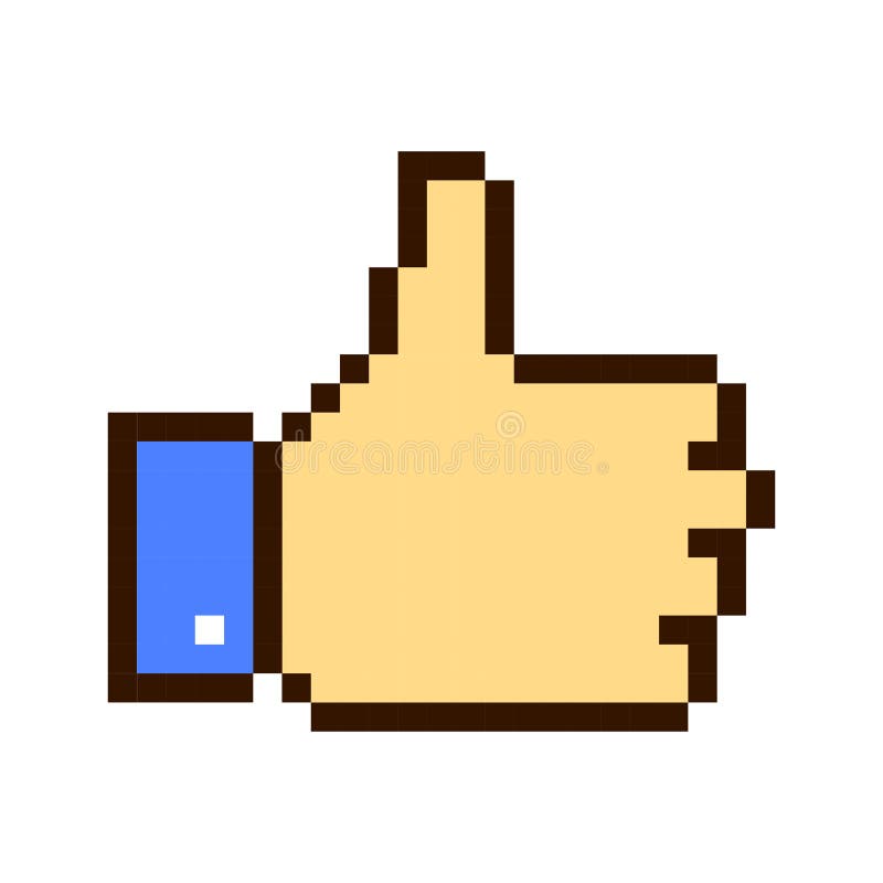Thumb Up Pixel Art Cartoon Retro Game Style Stock Vector - Illustration ...
