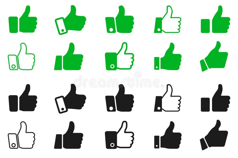 Thumb Up Set Icon, I Like it, Yes, Good Sign Stock Vector ...