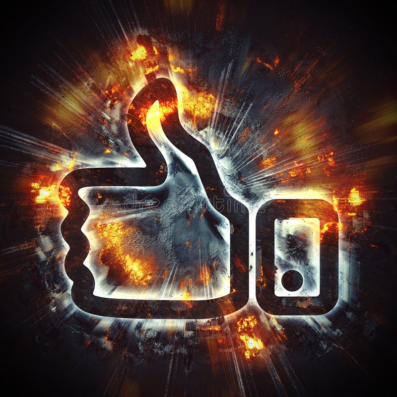 Thumb Up Sign with Exploding Elements Stock Illustration - Illustration ...