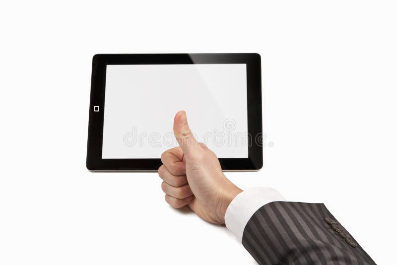 Thumb Up on Tablet Computer Stock Image - Image of gesturing, digital ...