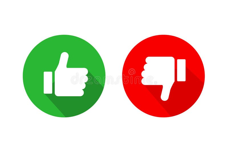 Thumb Up and Thumb Down Flat Vector Icon Stock Vector - Illustration of ...