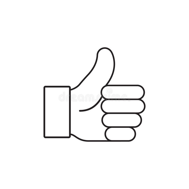 Thumb Up Vector Icon Outline Stock Vector - Illustration of link, hand ...