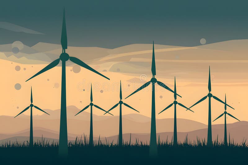 Thumbnail Design Showcases Wind Turbine Scene in Vector Format Stock ...