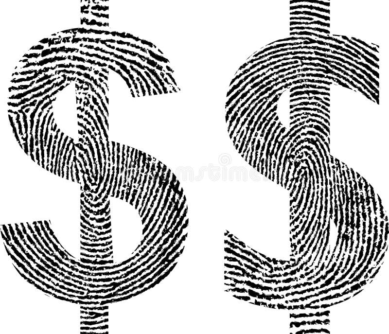 Fingerprint with Dollar Sign. Stock Vector - Illustration of white ...
