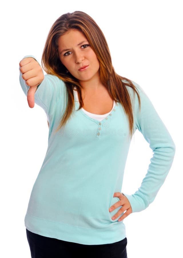 Thumbs down girl stock photo. Image of thumbs, frown - 17323492