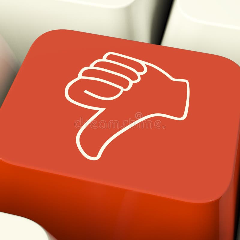 Thumbs Down Icon Computer Key Showing Dislike Failure and False Stock ...
