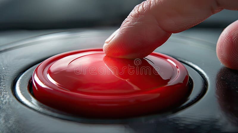 Thumbs Pressing the Red Button, Illustrating the Decisive Action with a ...