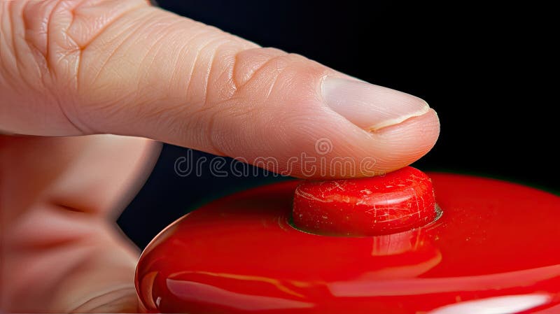Thumbs Pressing the Red Button, Illustrating the Decisive Action with a ...