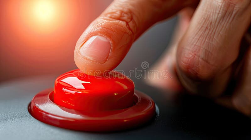 Thumbs Pressing the Red Button, Illustrating the Decisive Action with a ...