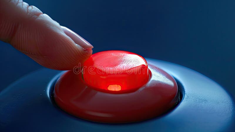 Thumbs Pressing the Red Button, Illustrating the Decisive Action with a ...