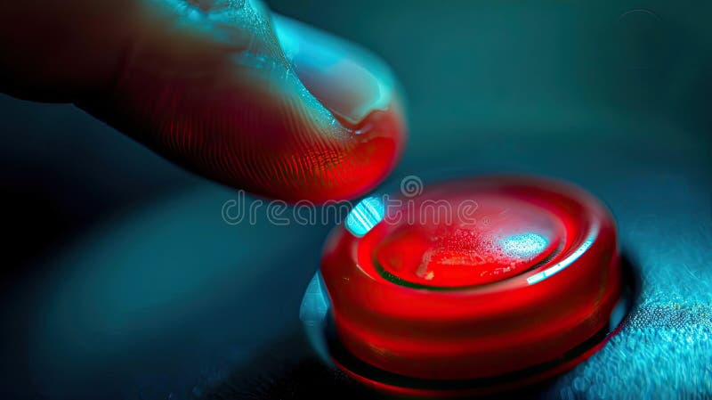 Thumbs Pressing the Red Button, Illustrating the Decisive Action with a ...