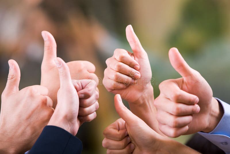 Human Hands Showing Thumbs Up, Ok and Peace Signs Stock Image - Image ...