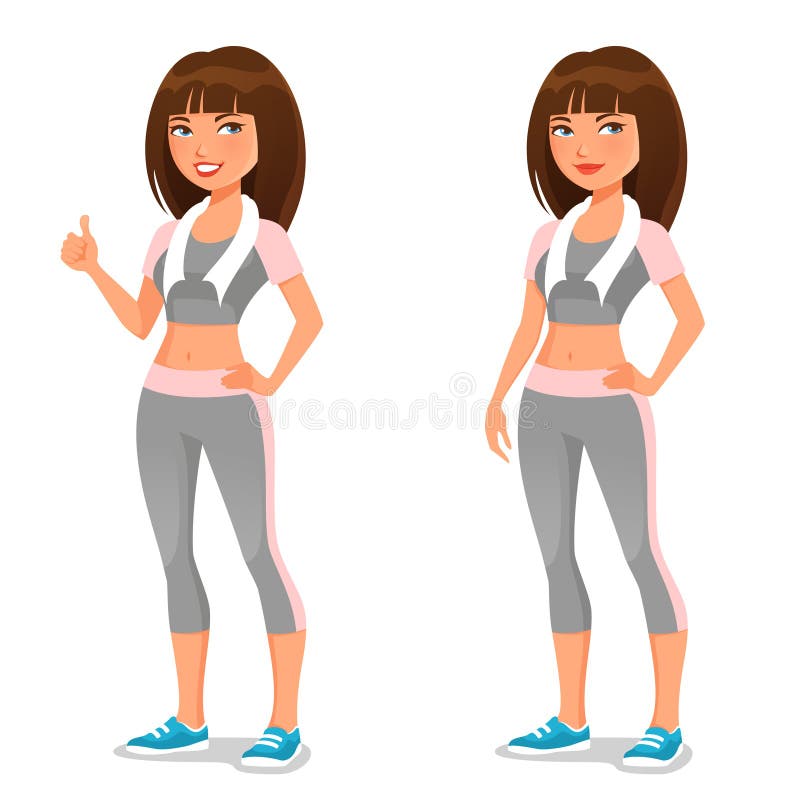 Cute Young Girl in Gym Wear, Ready for Her Workout Stock Vector ...