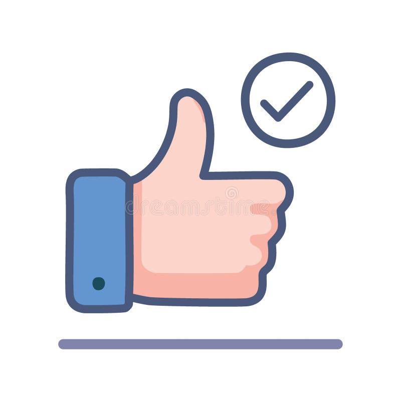 Thumbs Up Approval. Thumbs Up Icon with Checkmark, Signifying Agreement ...