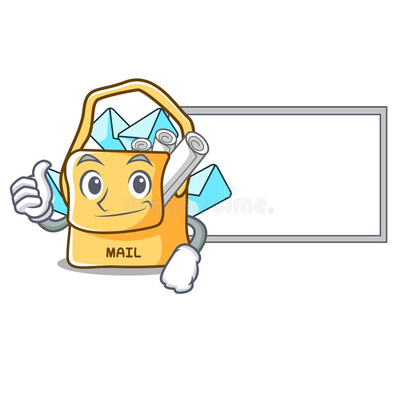 Thumbs Up with Board Bag Sack Fill in Cartoon Mail Stock Vector ...