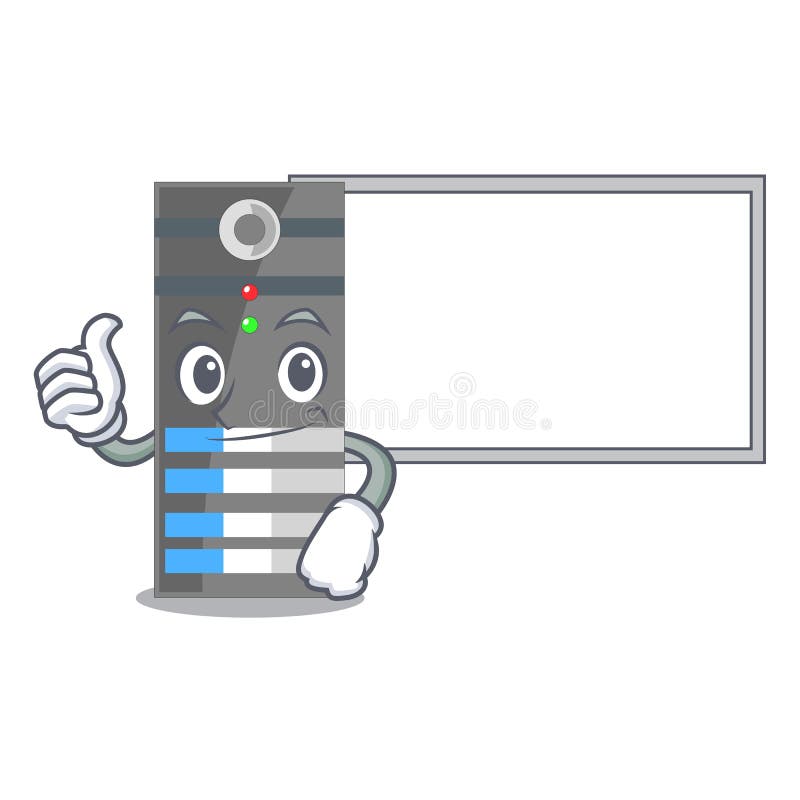 Thumbs Up with Board Data Server Next the Cartoon Computer Stock Vector ...