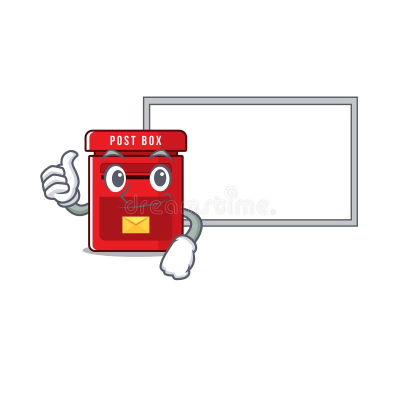 Thumbs Up with Board Happy Mailbox in with Cartoon Cute Stock Vector ...