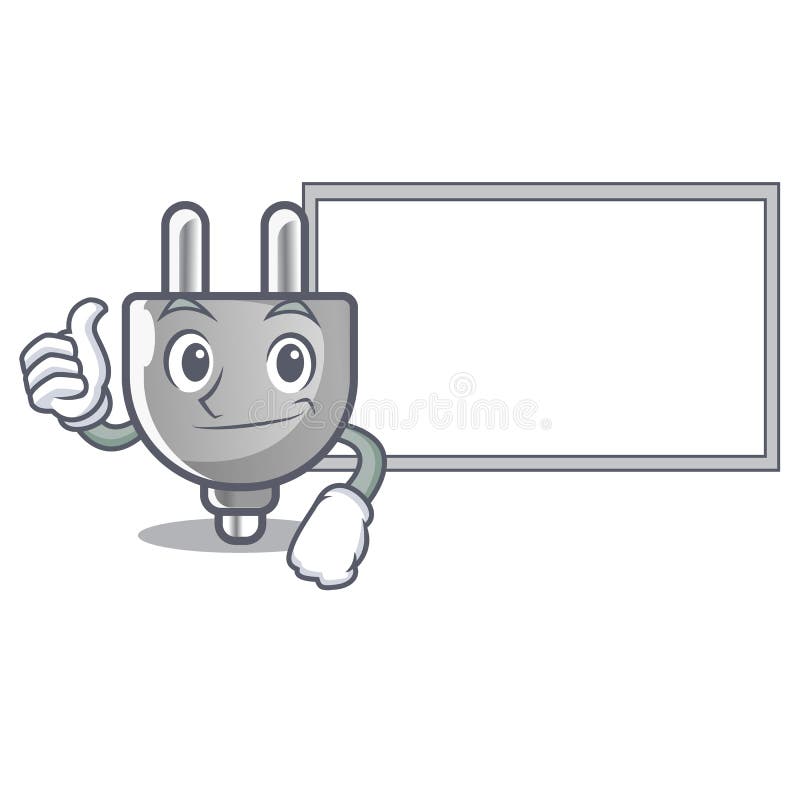 Thumbs Up with Board Power Plug Stuck the Cartoon Wall Stock Vector ...