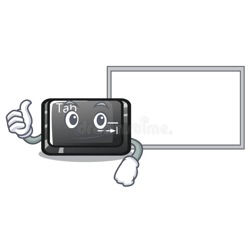 Thumbs Up with Board Tab Button Installed on Computer Character Stock ...