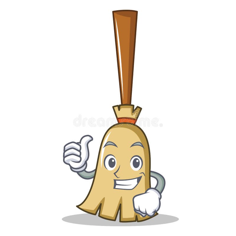 Thumbs Up Broom Character Cartoon Style Stock Vector - Illustration of ...