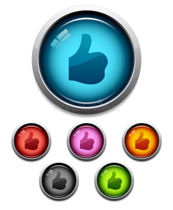 Thumbs-up button icon stock vector. Illustration of glossy - 21858879