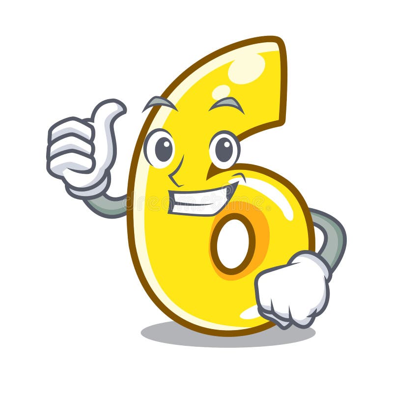 Thumbs Up Cartoon Number Six on the Road Stock Vector - Illustration of ...