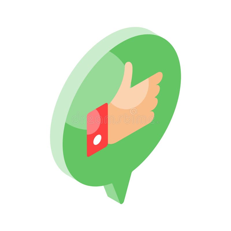 Thumbs Up on Chat Bubble Denoting Isometric Vector of Positive Feedback ...