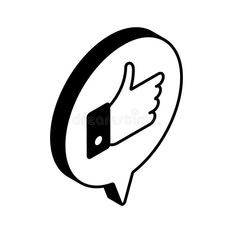 Thumbs Up on Chat Bubble Denoting Isometric Vector of Positive Feedback ...