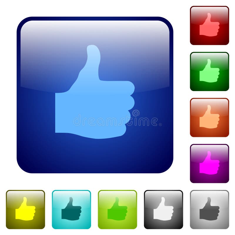 Thumbs Up Color Square Buttons Stock Vector - Illustration of friend ...